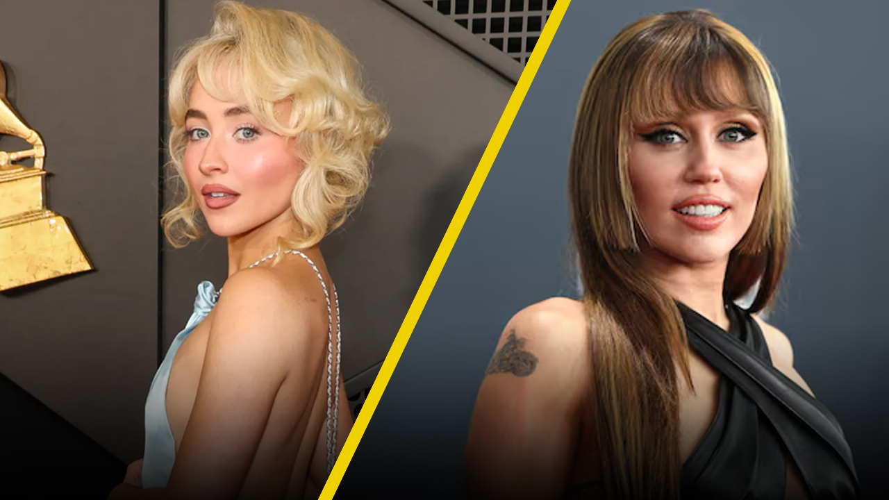 Miley Cyrus y Sabrina Carpenter recrean esta foto en los Grammys 2025 ...